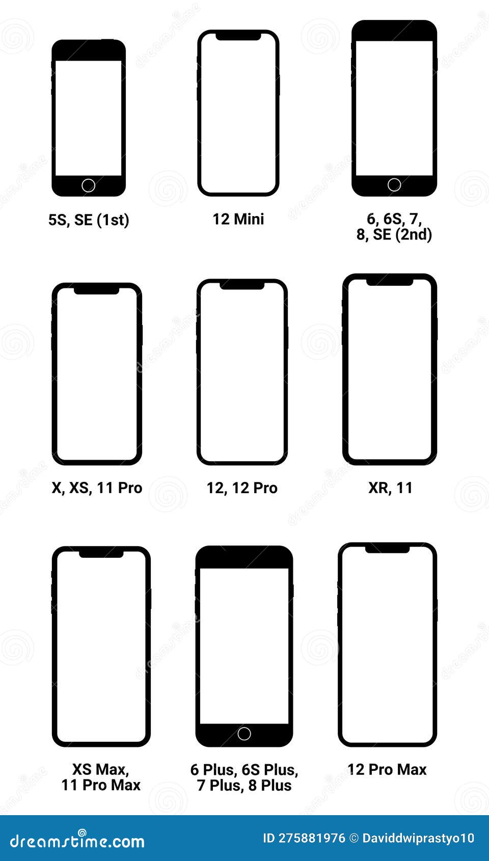 Collection of IPhones of Various Types Stock Vector - Illustration of ...