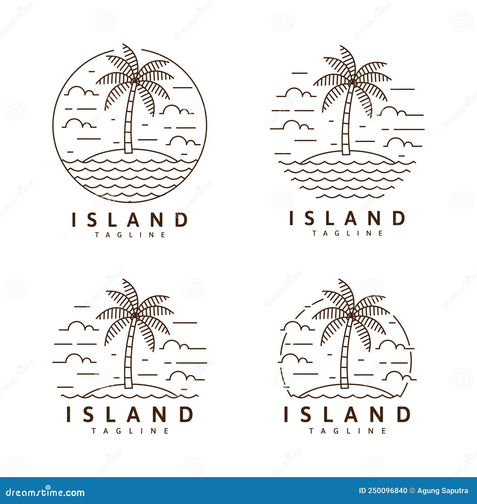 Collection Island Illustration Monoline or Line Art Style Stock Vector ...