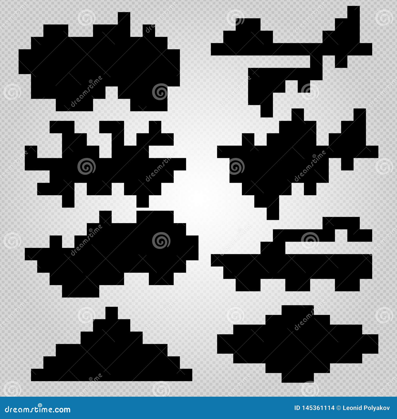 Set Of Pixel Symbols, Elements For Pixel Mobile Game, Videogame, 80s ...