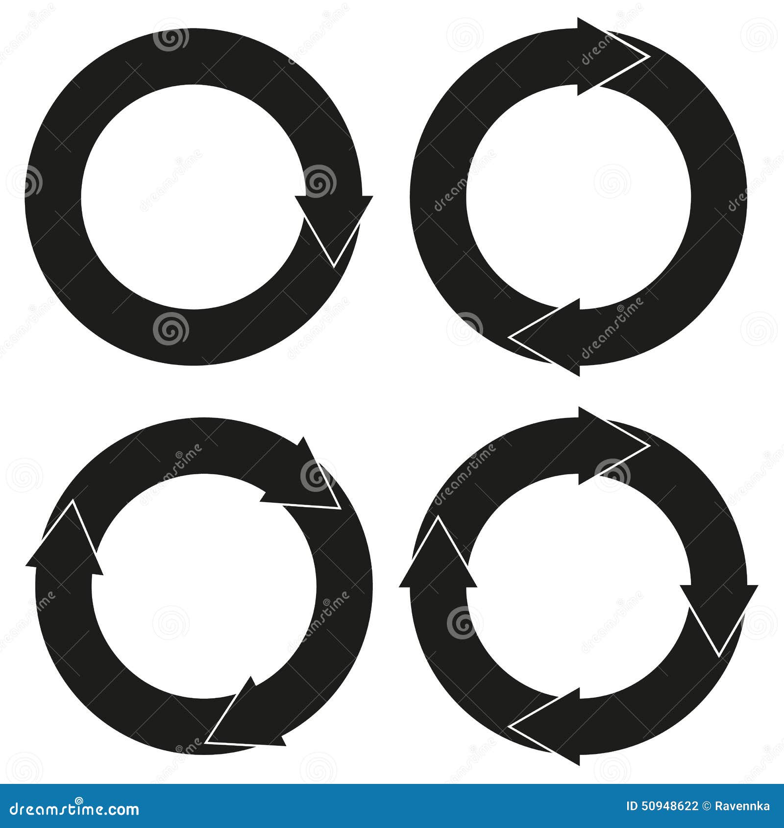 Collection of 4 Isolated Black Round Arrows Stock Illustration ...