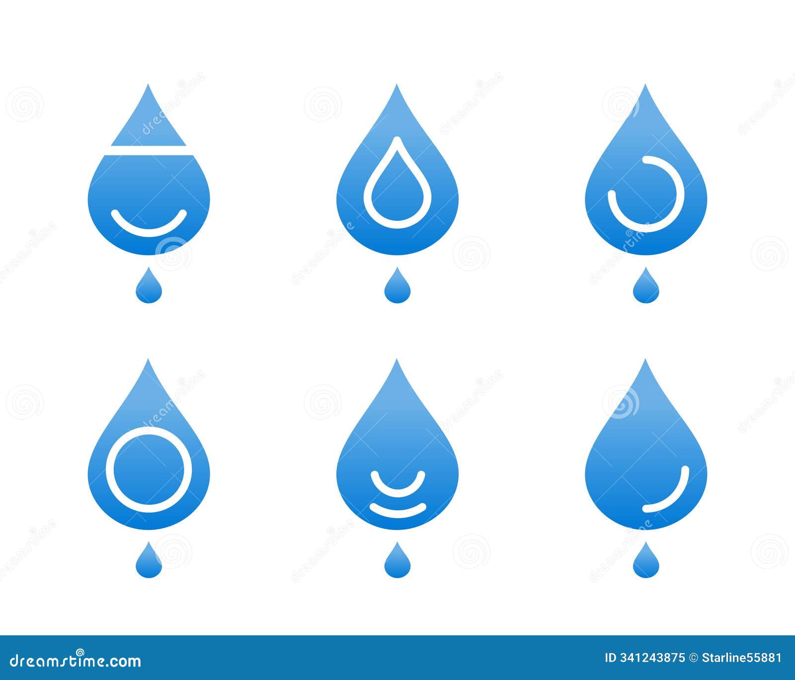 Collection of Isolated Blue Water Droplet Icons Design Stock Vector ...