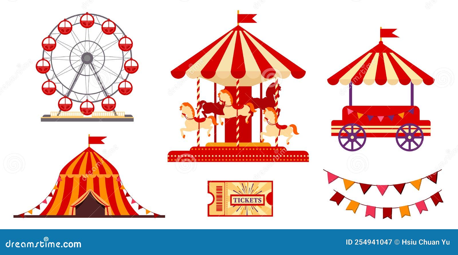 Playground Carousel Line Icon Cartoon Vector | CartoonDealer.com #219662401