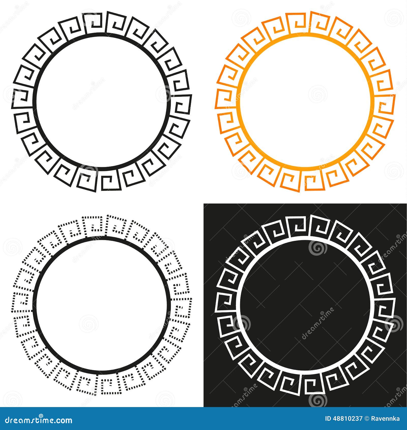 Collection of 4 Isolated Greek Stylized Frames Stock Vector ...