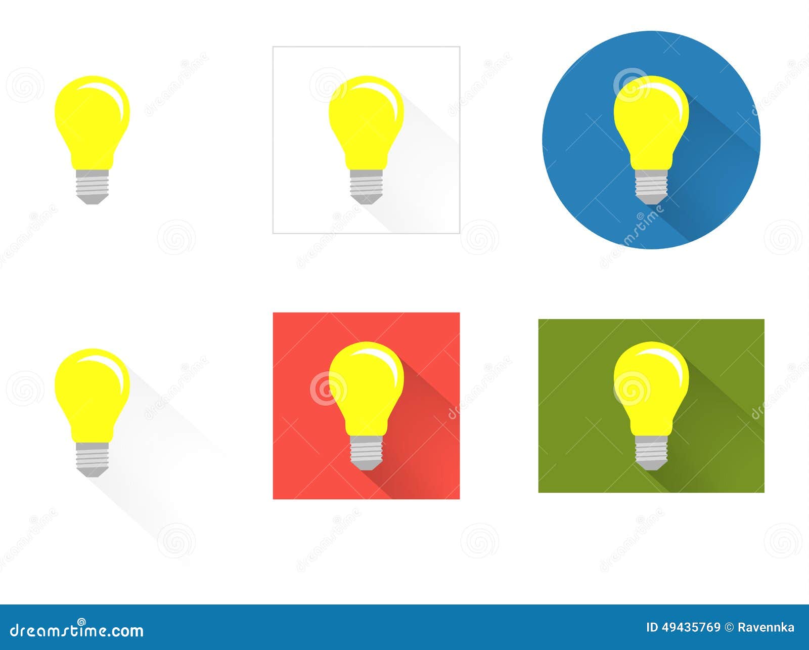 Collection of 6 Isolated Icons of Flat Lightbulb Stock Illustration ...