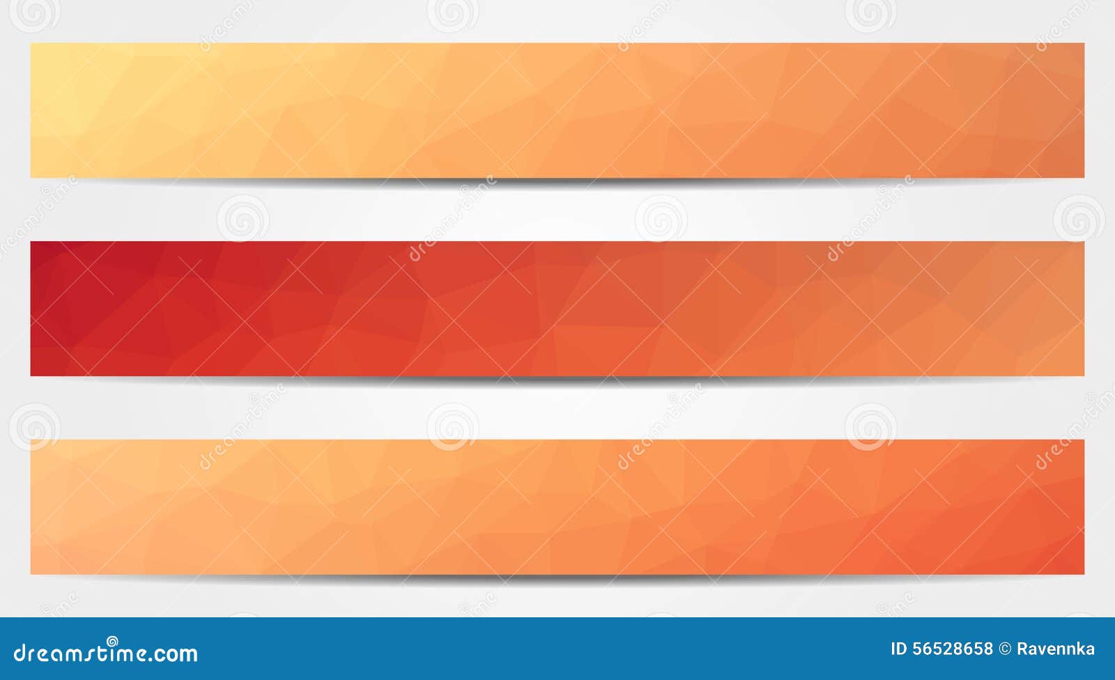 Collection of 3 Isolated Low Polygonal Orange Full Banners Stock Vector ...