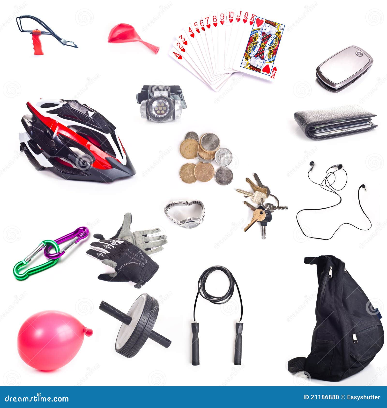 Collection of Isolated Objects Stock Photo - Image of earphone, coin ...