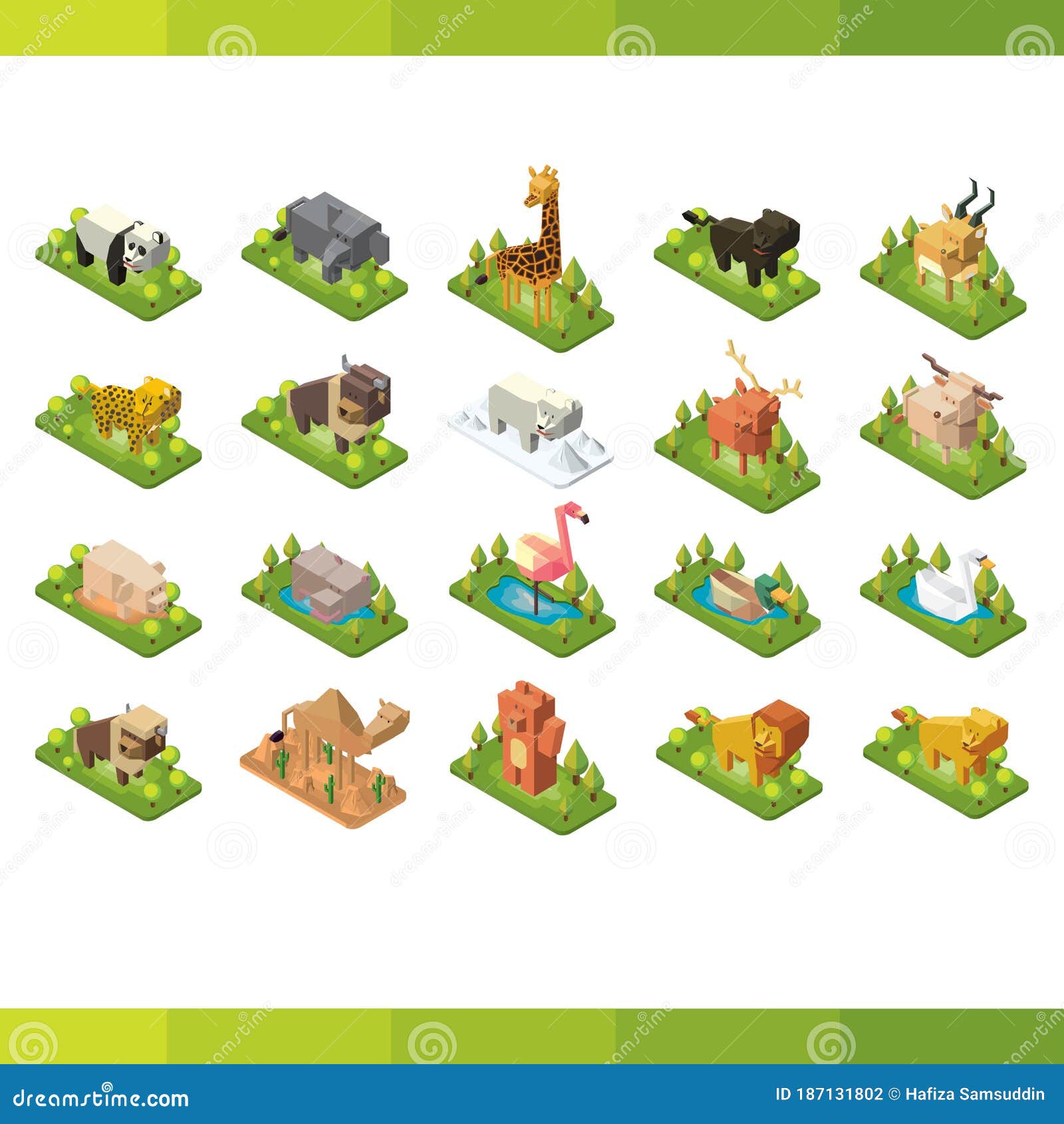 Collection of Isometric Animals. Vector Illustration Decorative Design ...