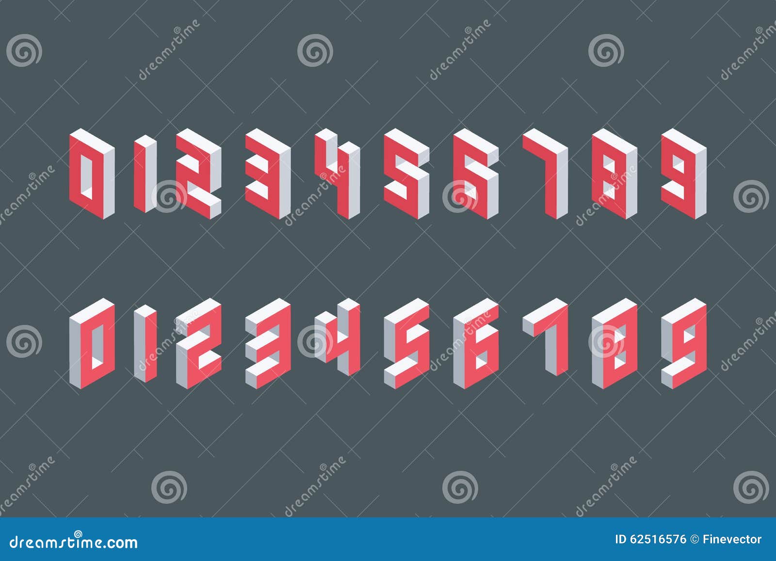 Collection of the Isometric Numbers. Three-Dimensional Elements Stock ...