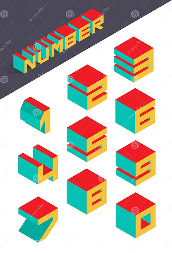 Collection of the Isometric Numbers Stock Illustration - Illustration ...
