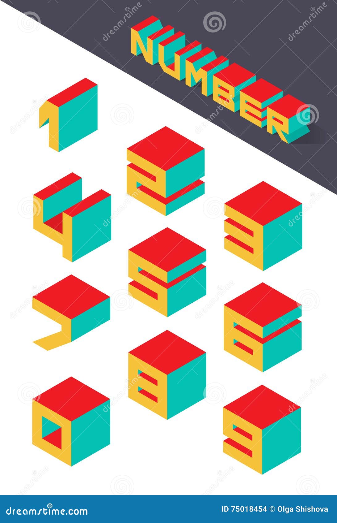Collection of the Isometric Numbers Stock Illustration - Illustration ...