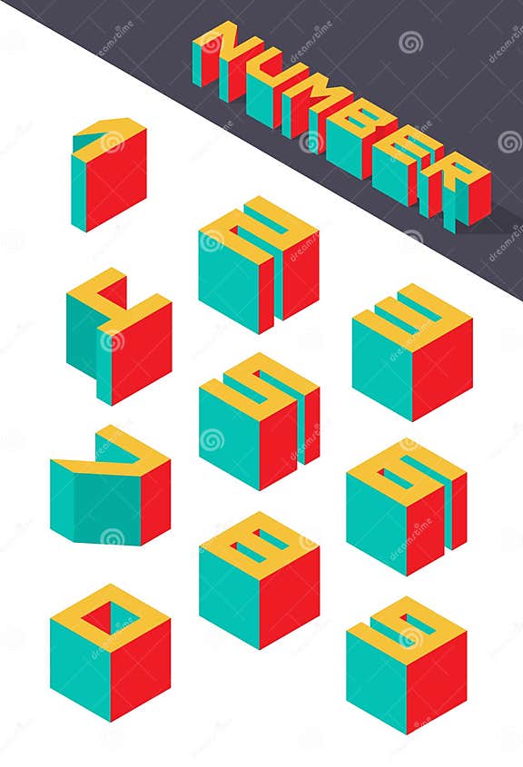 Collection of the Isometric Numbers Stock Illustration - Illustration ...