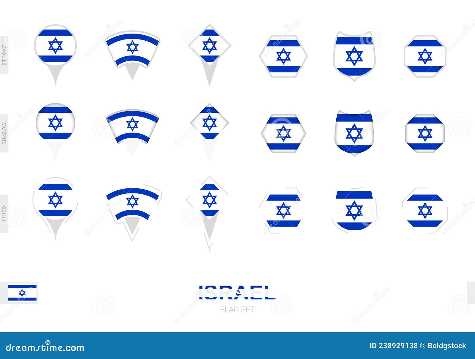 Collection of the Israel Flag in Different Shapes and with Three ...