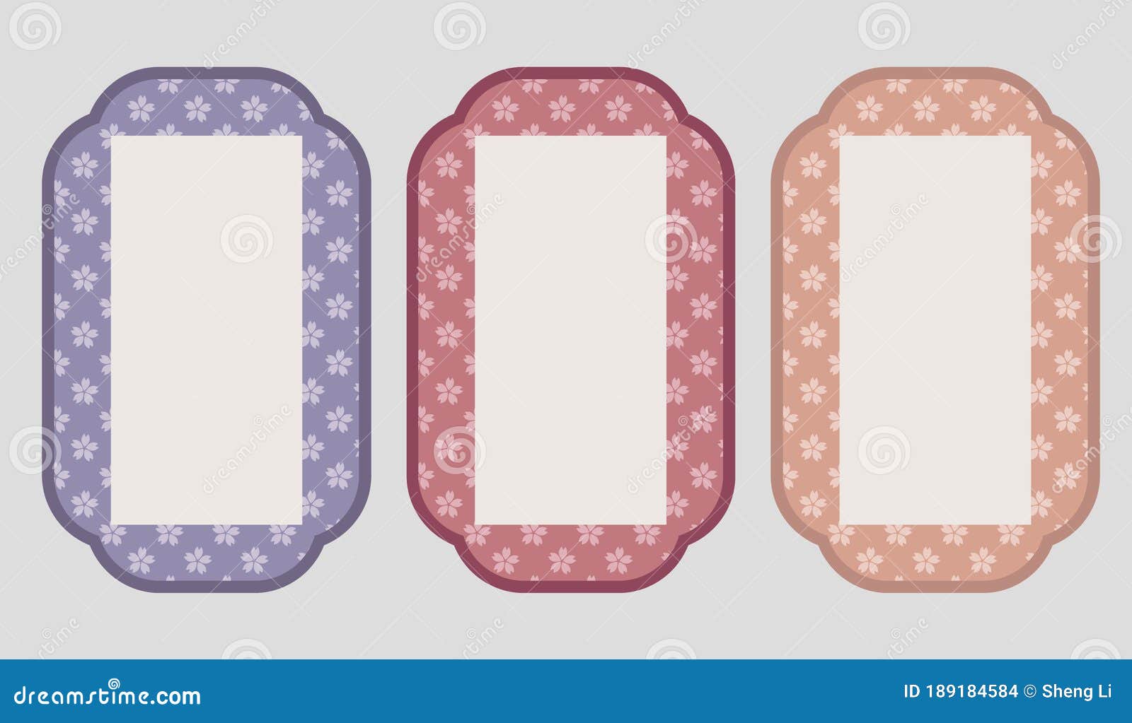 A Collection of Japanese Sakura Petals Labels Template Stock Vector ...