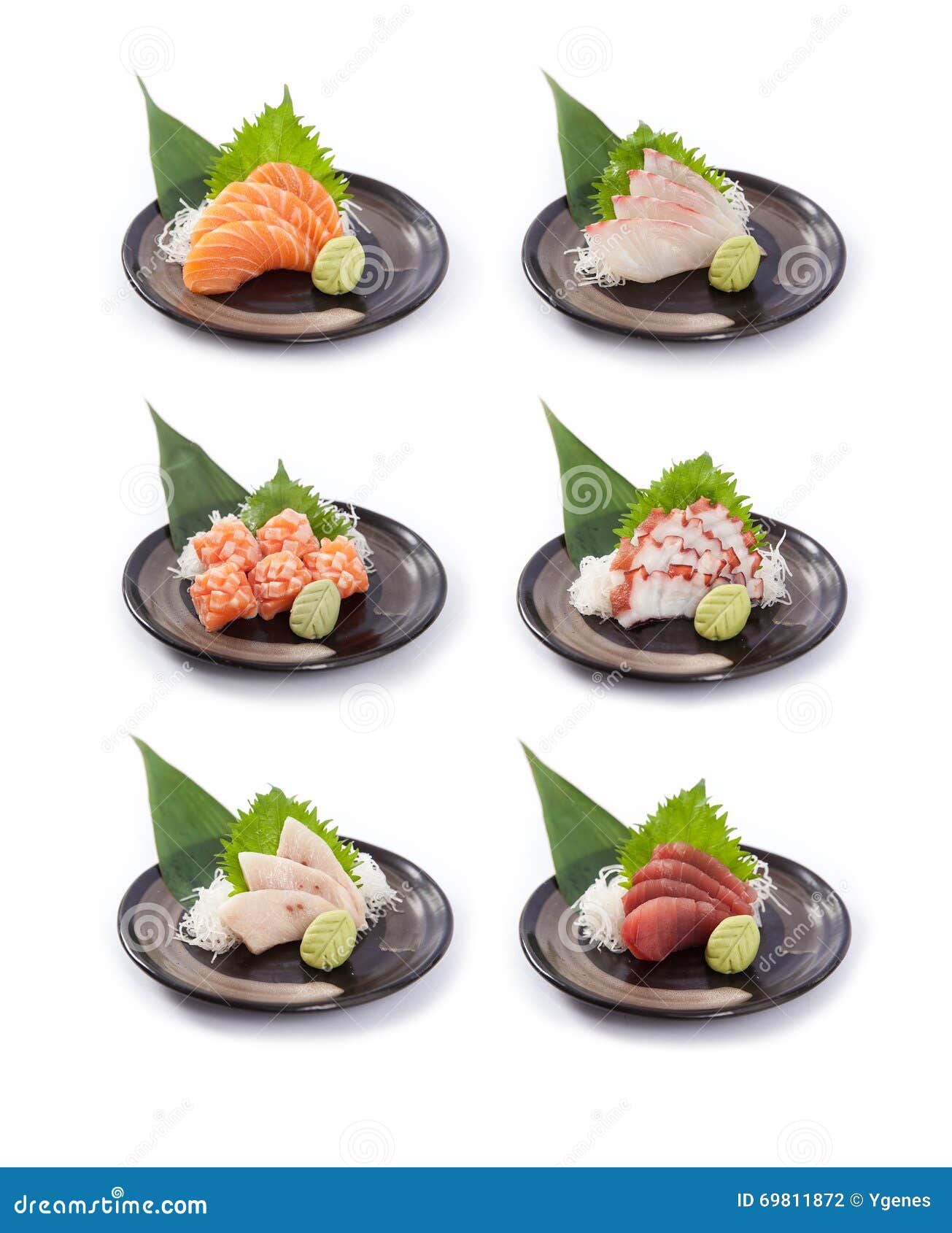 Collection of Japanese Sashimi Stock Photo - Image of kanpachi, fresh ...