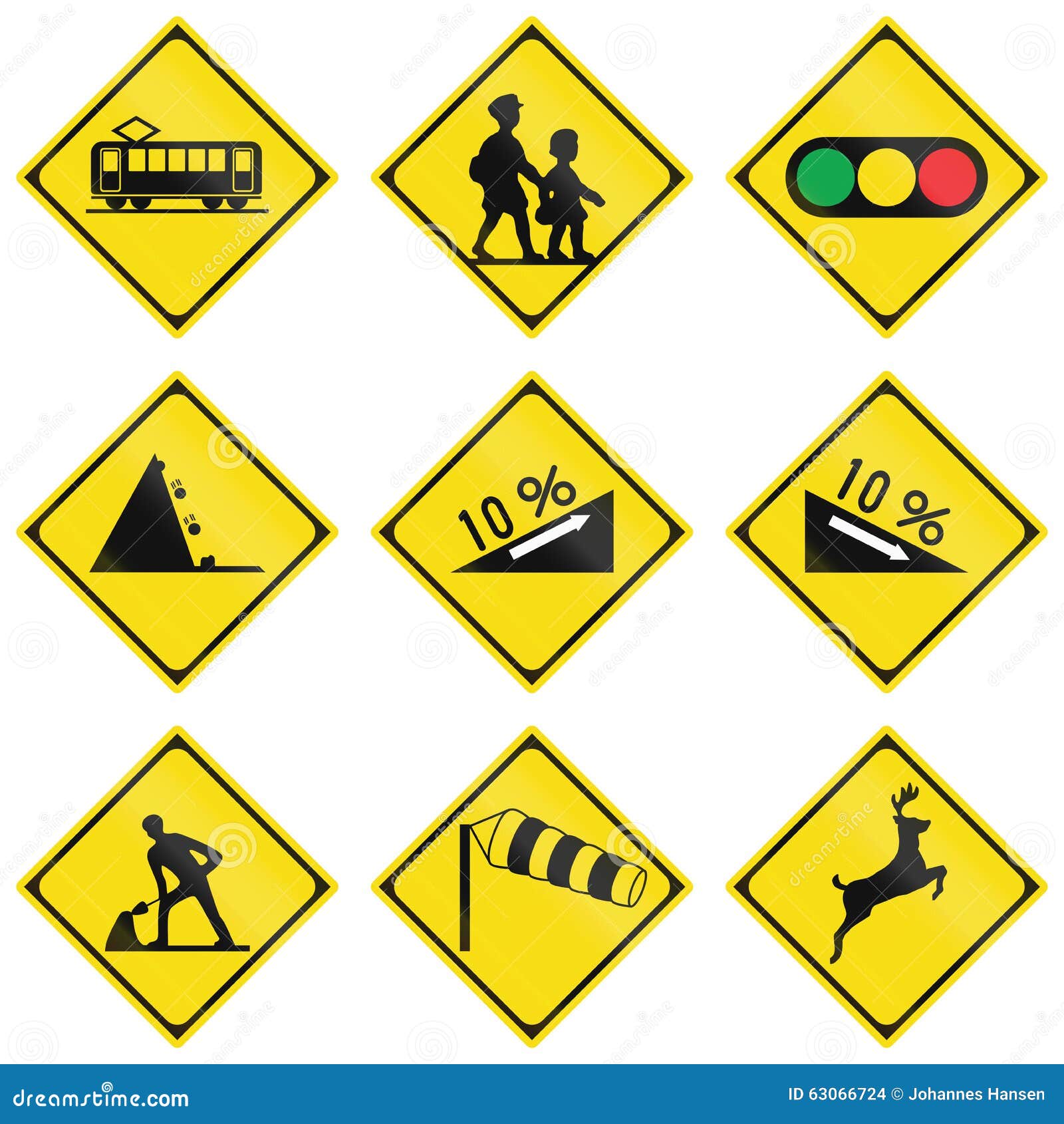Collection of Japanese Warning Road Signs Stock Illustration ...