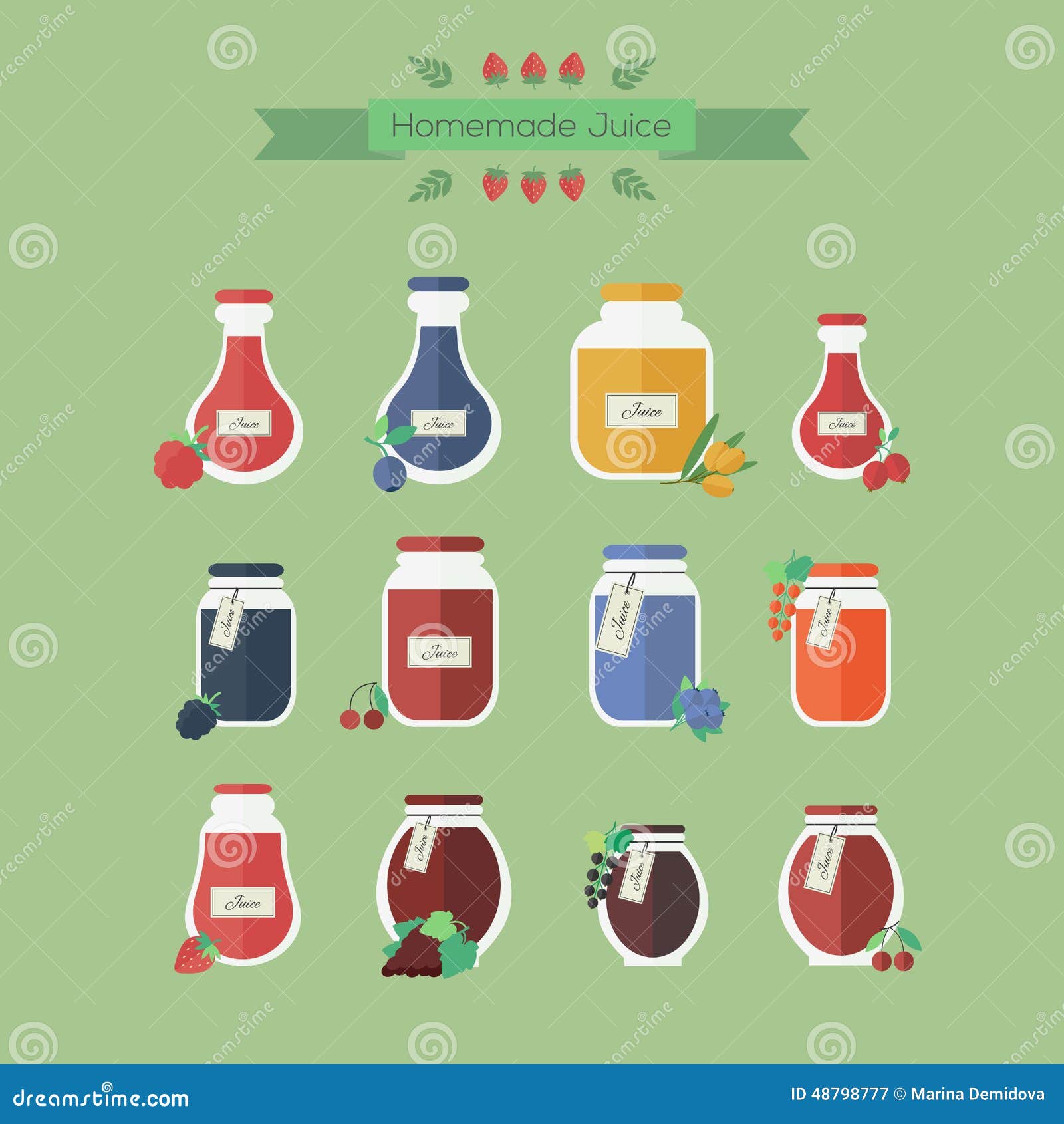 Collection of Jars with Juice. Vector Objects in Flat Stock Vector ...