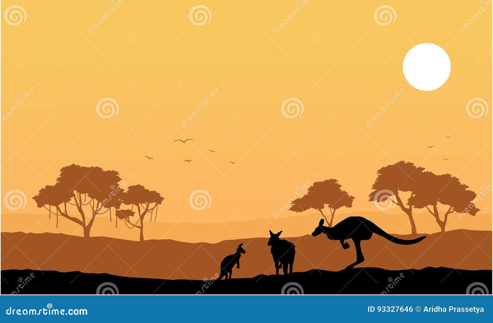 Collection Kangaroo on the Hill Scenery Stock Vector - Illustration of ...