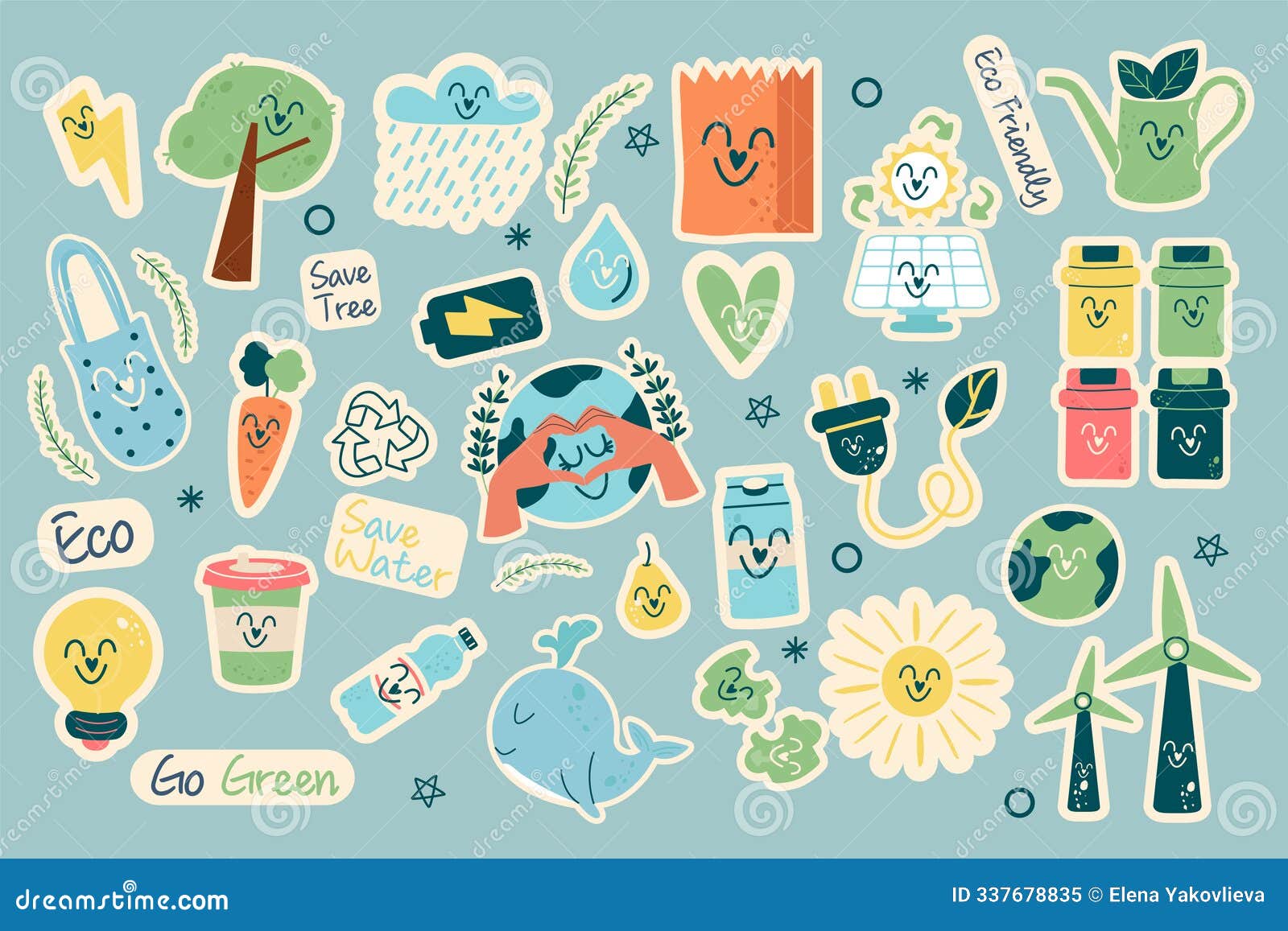 Set Of Eco Stickers. Eco Friendly Stickers. Collection Of Stickers Eco ...