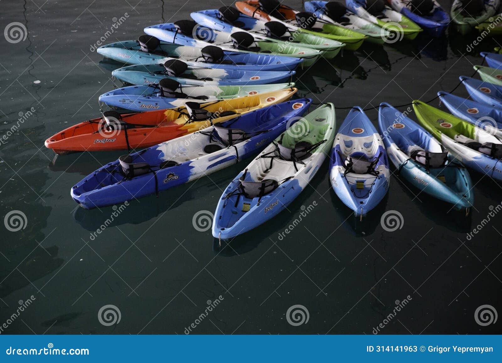 Collection of Kayaks Tied Up for the Night Editorial Stock Photo ...