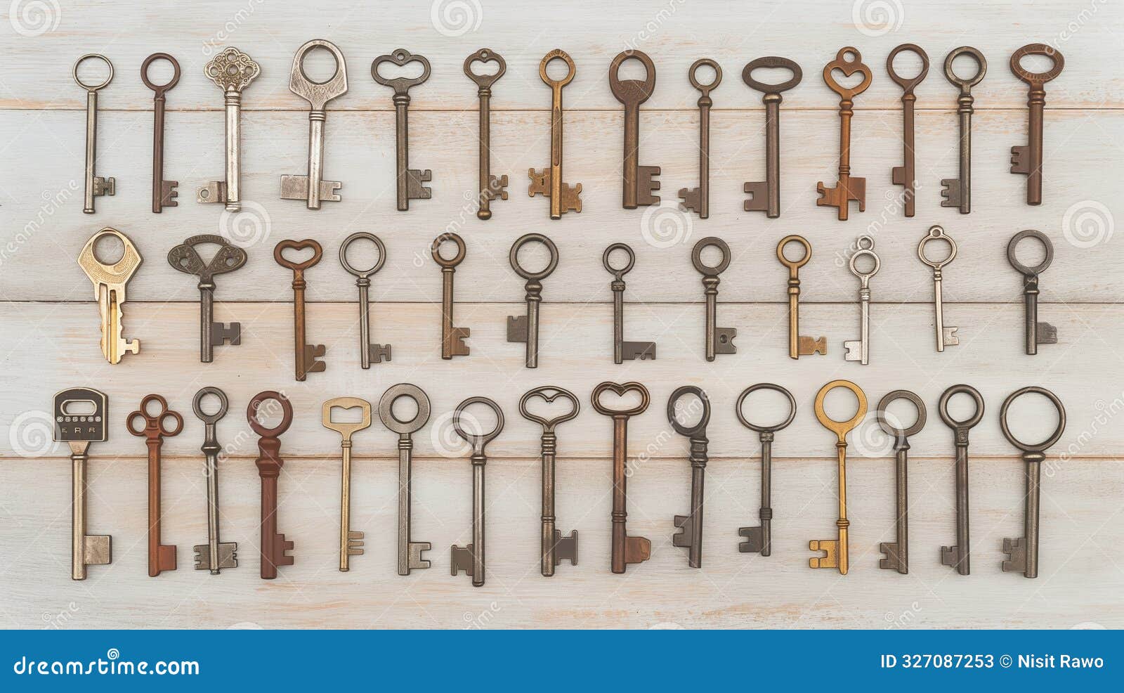 Collection of Keys from Different Eras, Historical Evolution, Diverse ...