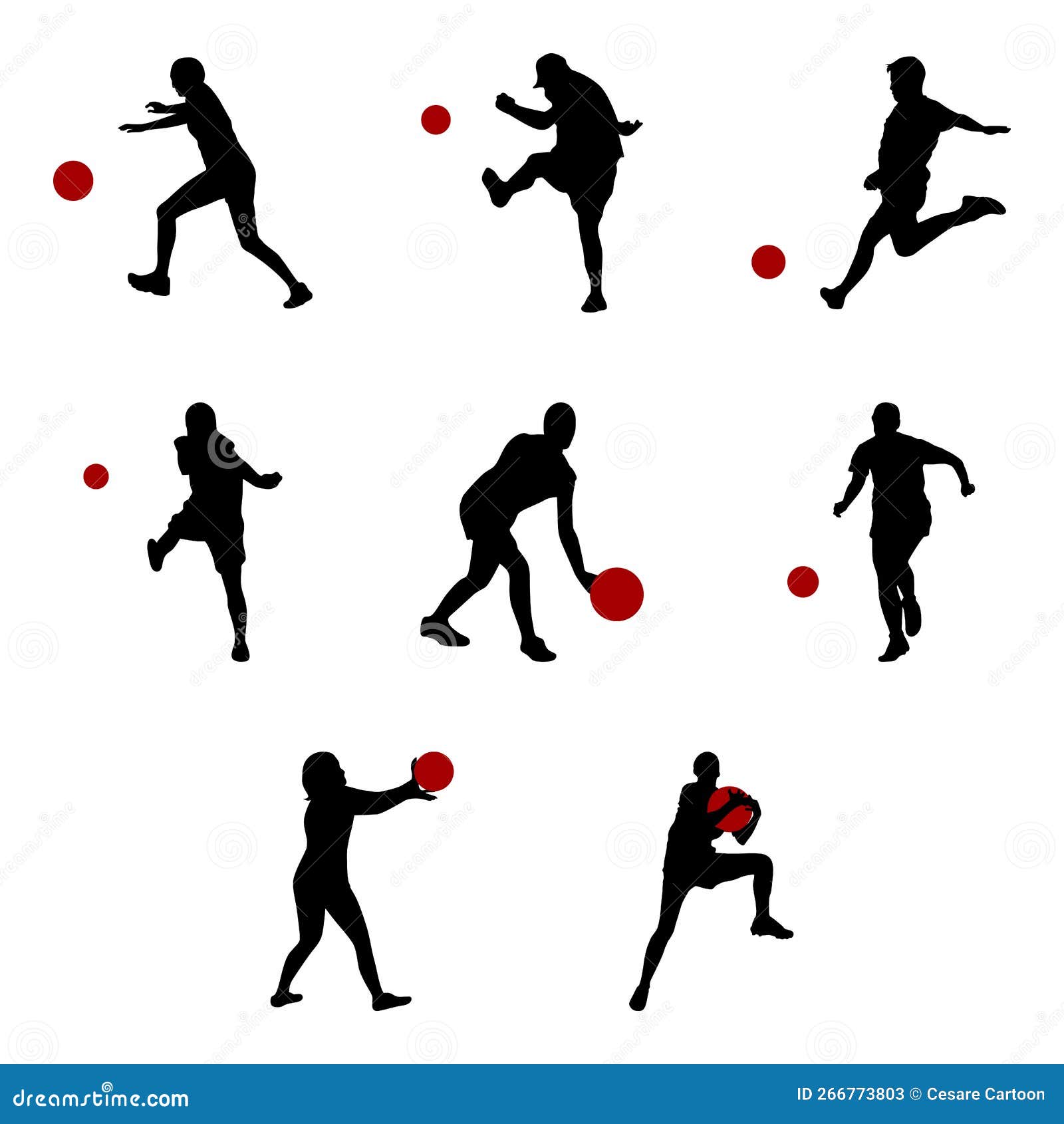 Set Of Kickball Cartoon Icon Design Template With Various Models ...
