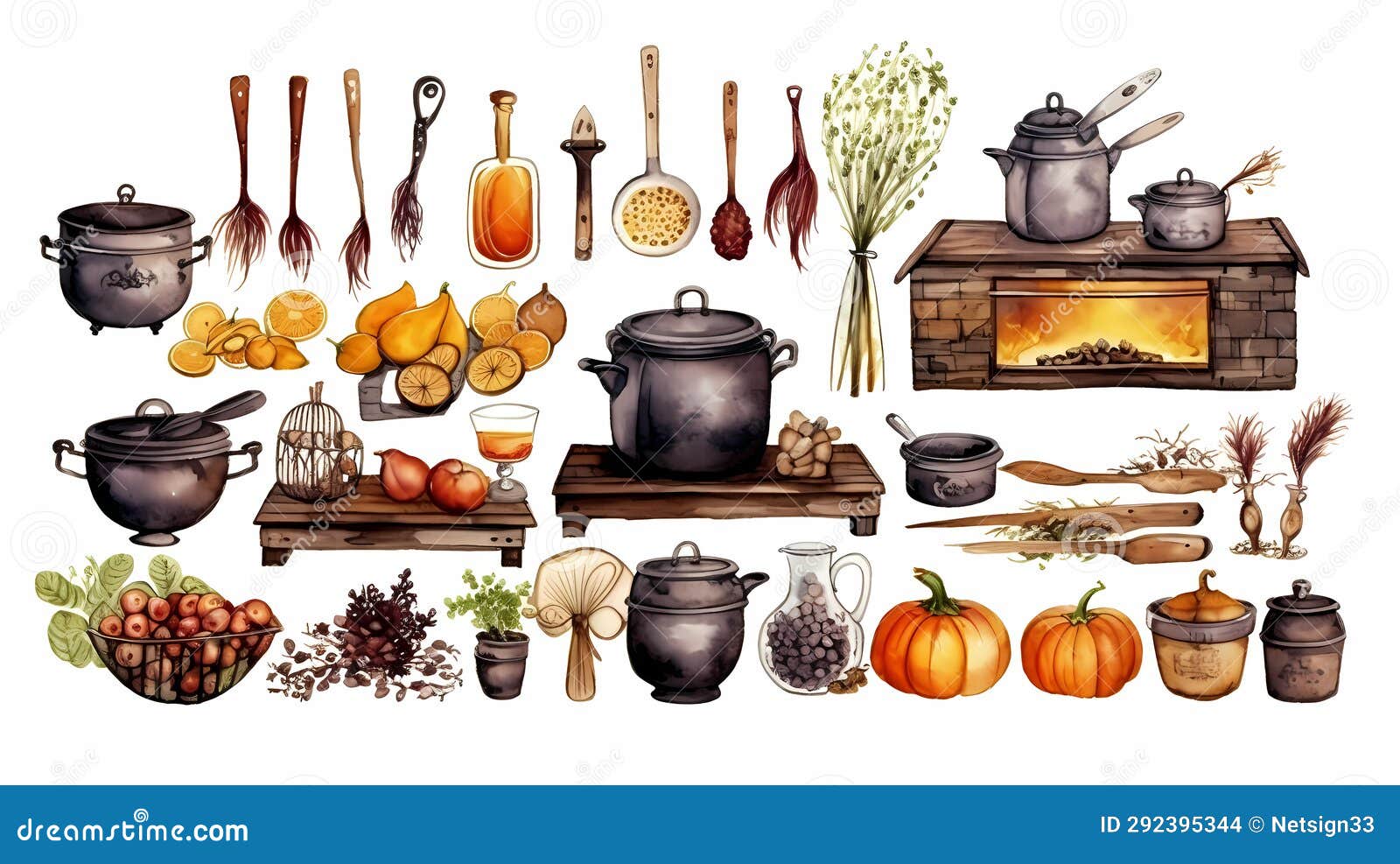 Collection of Kitchen Items Stock Illustration - Illustration of design ...