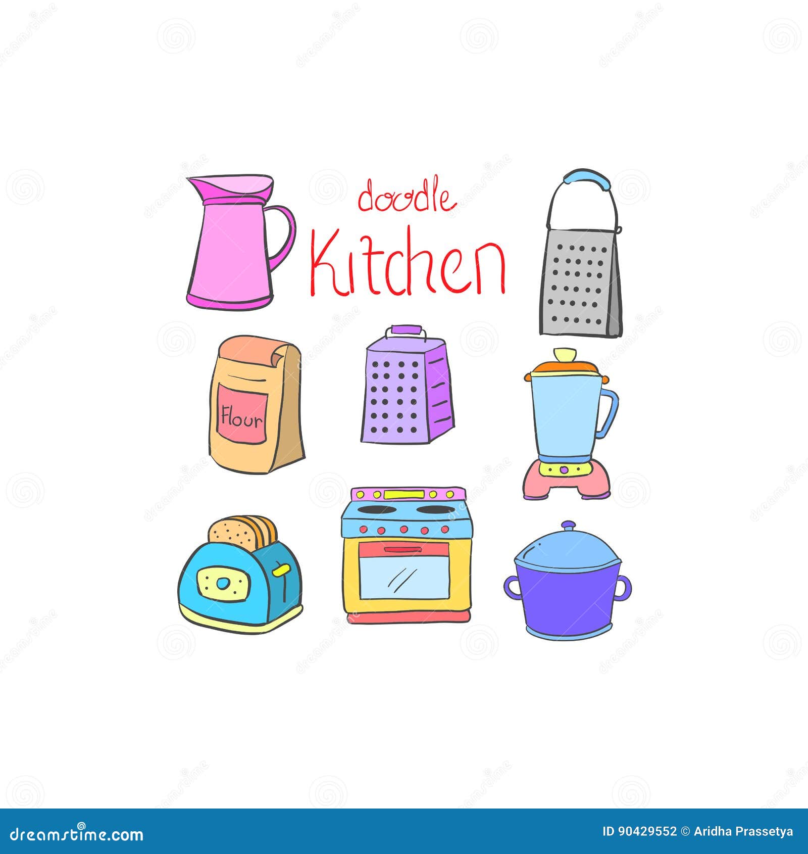 Collection of Kitchen Set Style Doodle Stock Vector - Illustration of ...