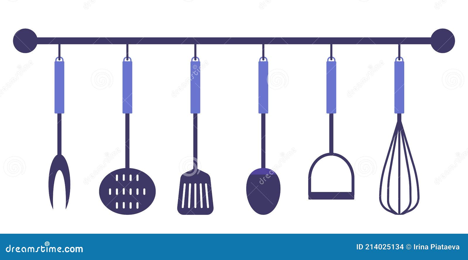 Collection of Kitchen Tools on a White Background. Set of Items for ...