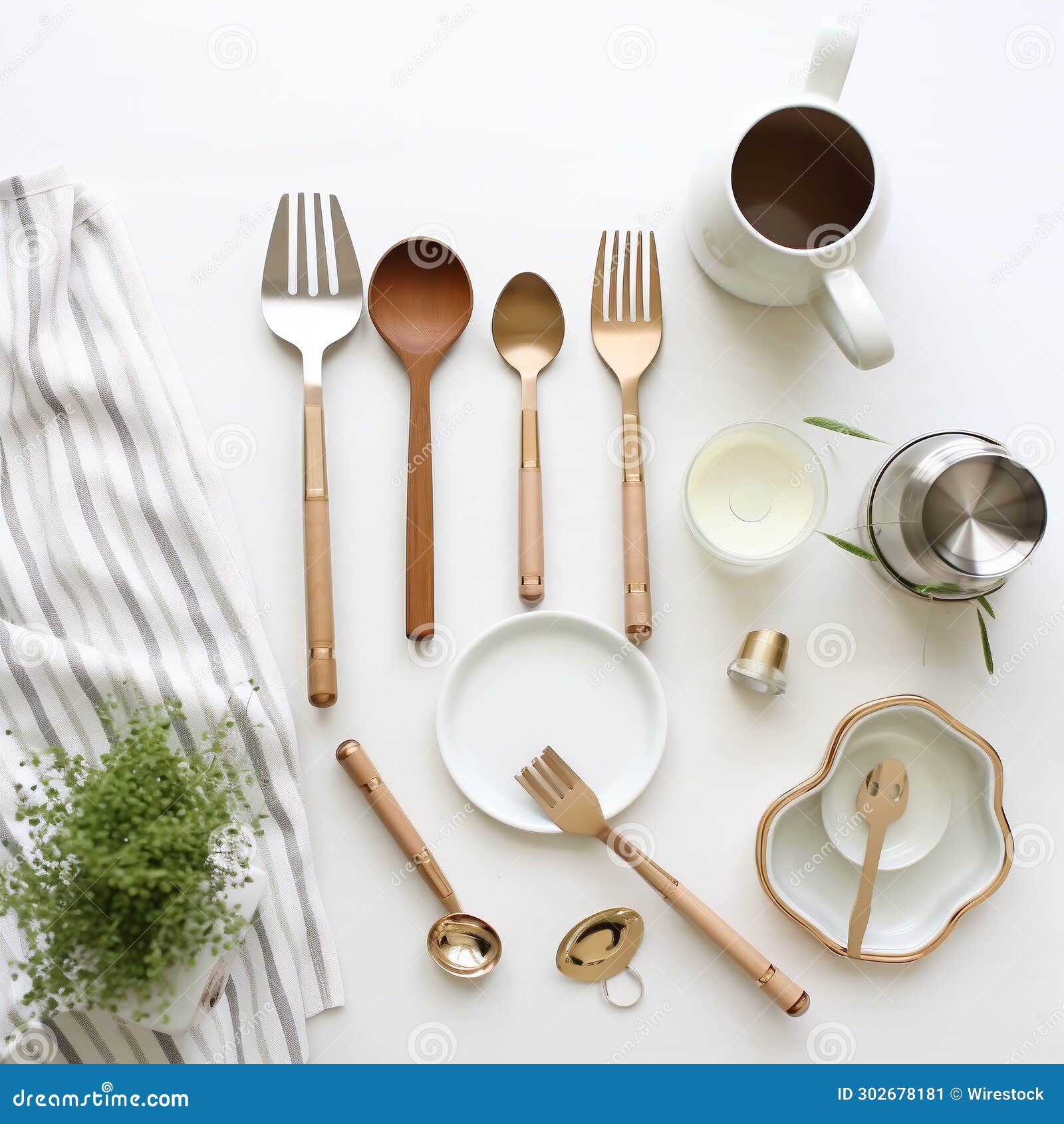 Collection of Kitchen Utensils Laid Out on a White Surface. AI ...