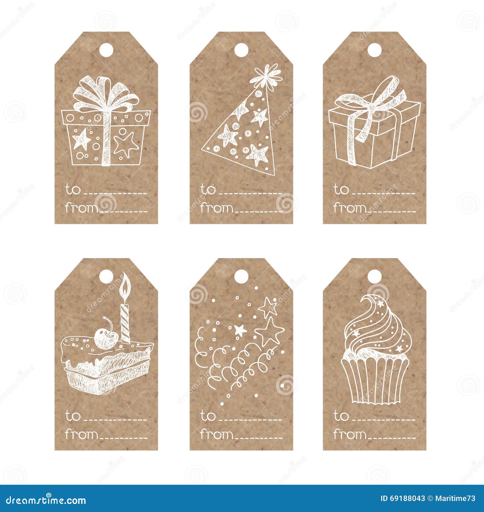Collection of Kraft Paper Festive Tags. Stock Illustration ...