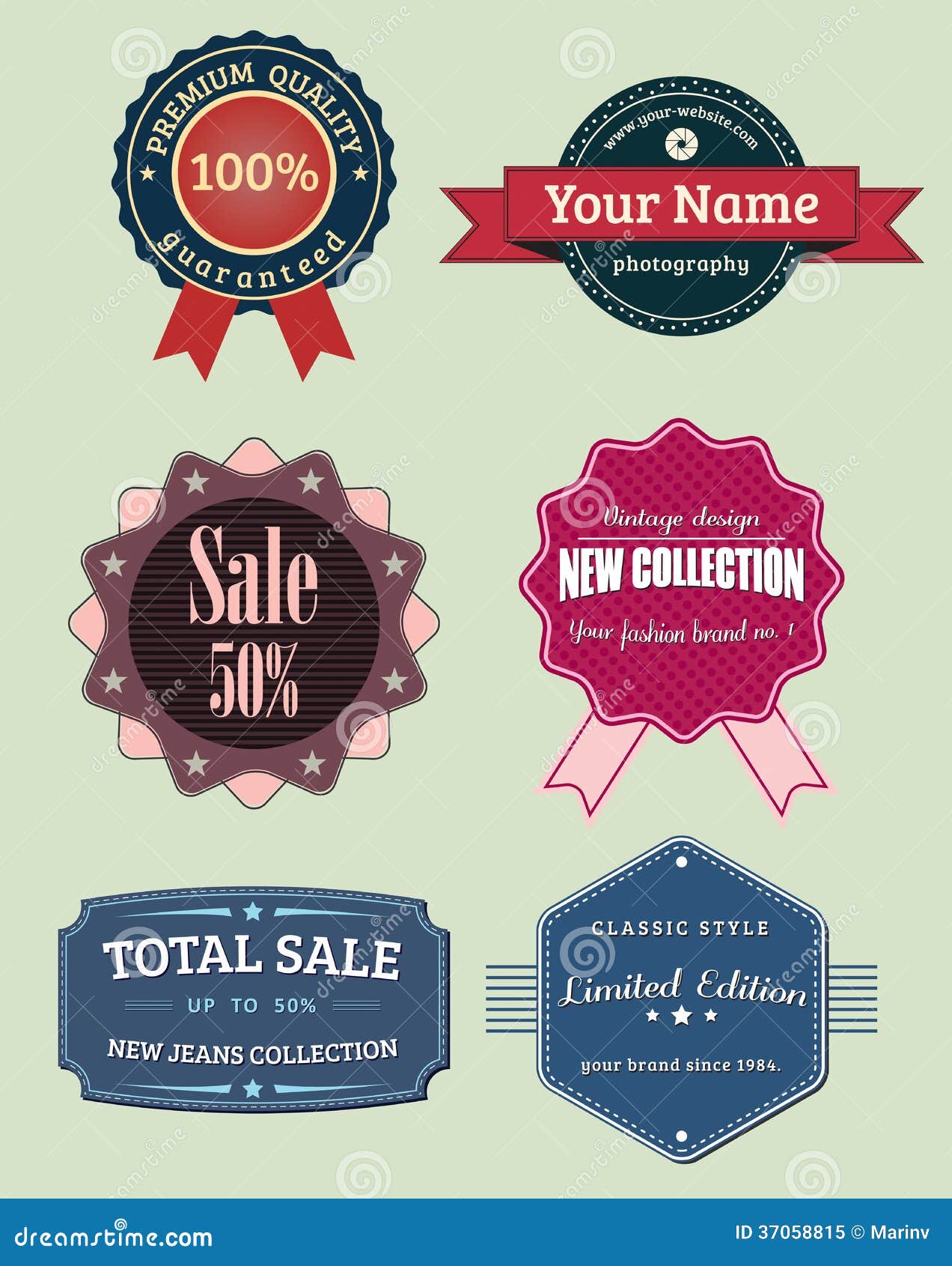 Collection Labels and Badges, Vintage Retro Set Stock Vector ...