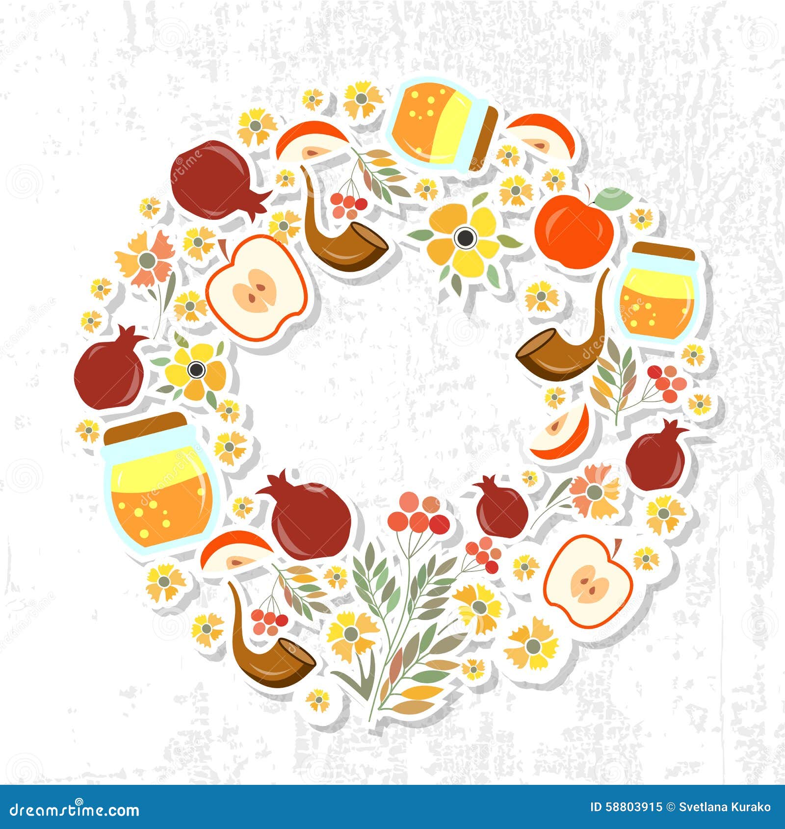 Collection of Labels and Elements for Rosh Hashanah (Jewish New Stock ...