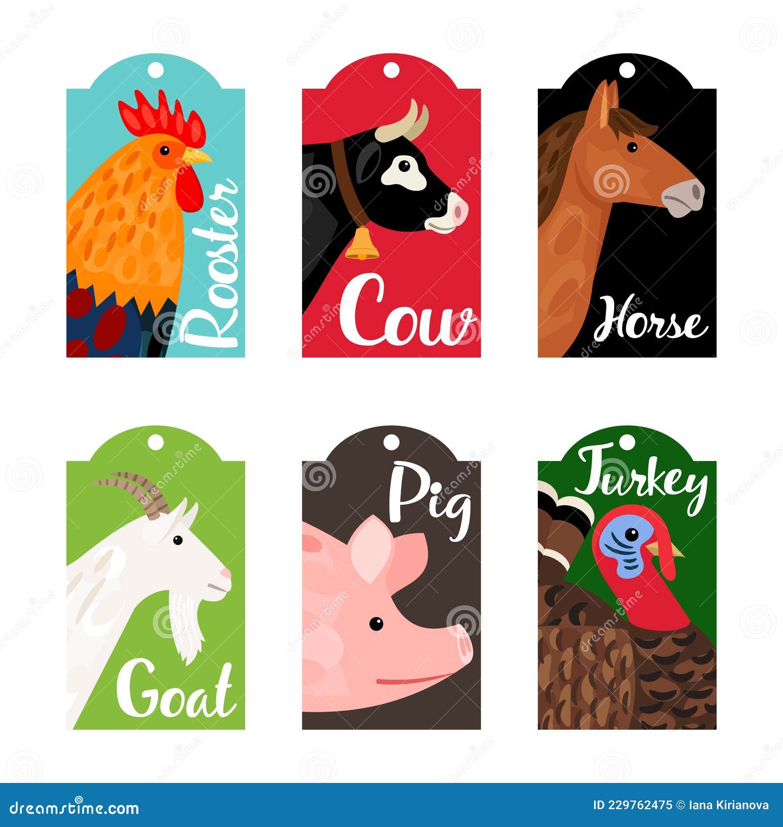 Cute Set of Nice Tags with Animals Stock Vector - Illustration of ...