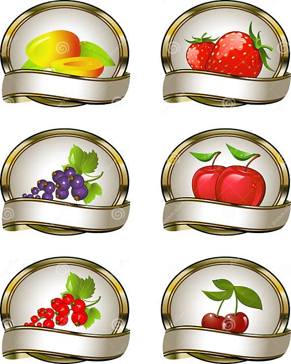 Collection of Labels for Fruit Products Stock Vector - Illustration of ...