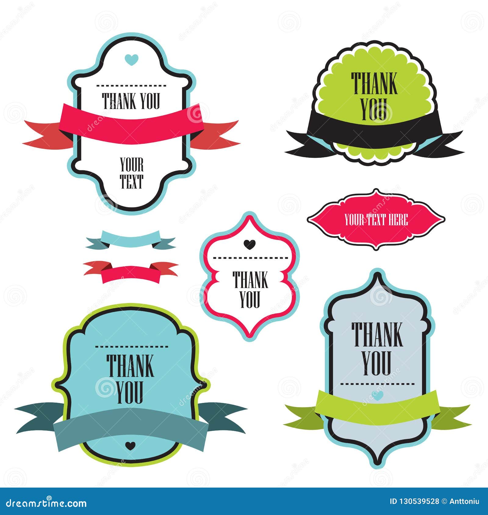 Collection of Labels and Ribbons Design Elements Stock Illustration ...