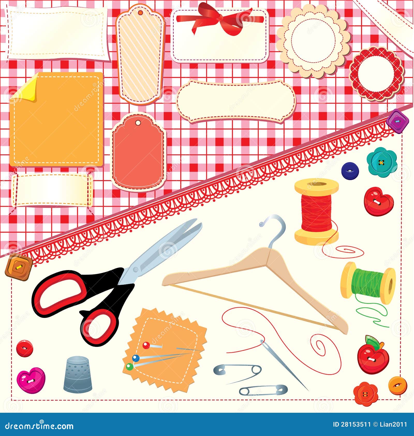 Collection of Labels,sewing,knitting Tools. Stock Vector - Illustration ...
