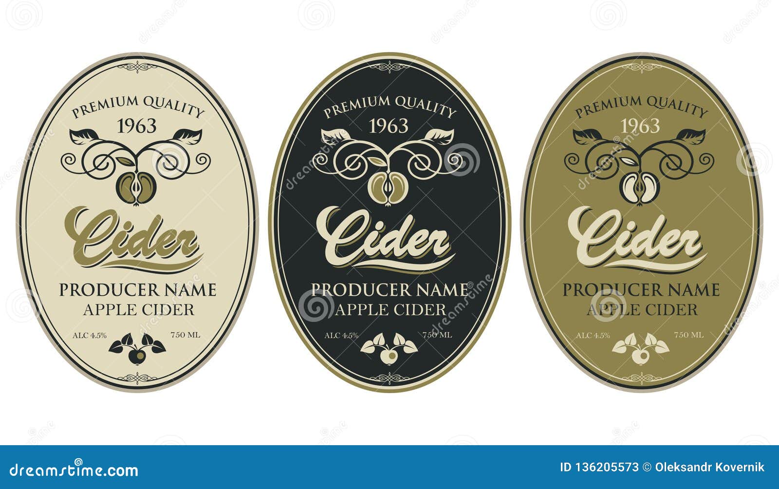 Cider labels set stock vector. Illustration of collection - 136205573