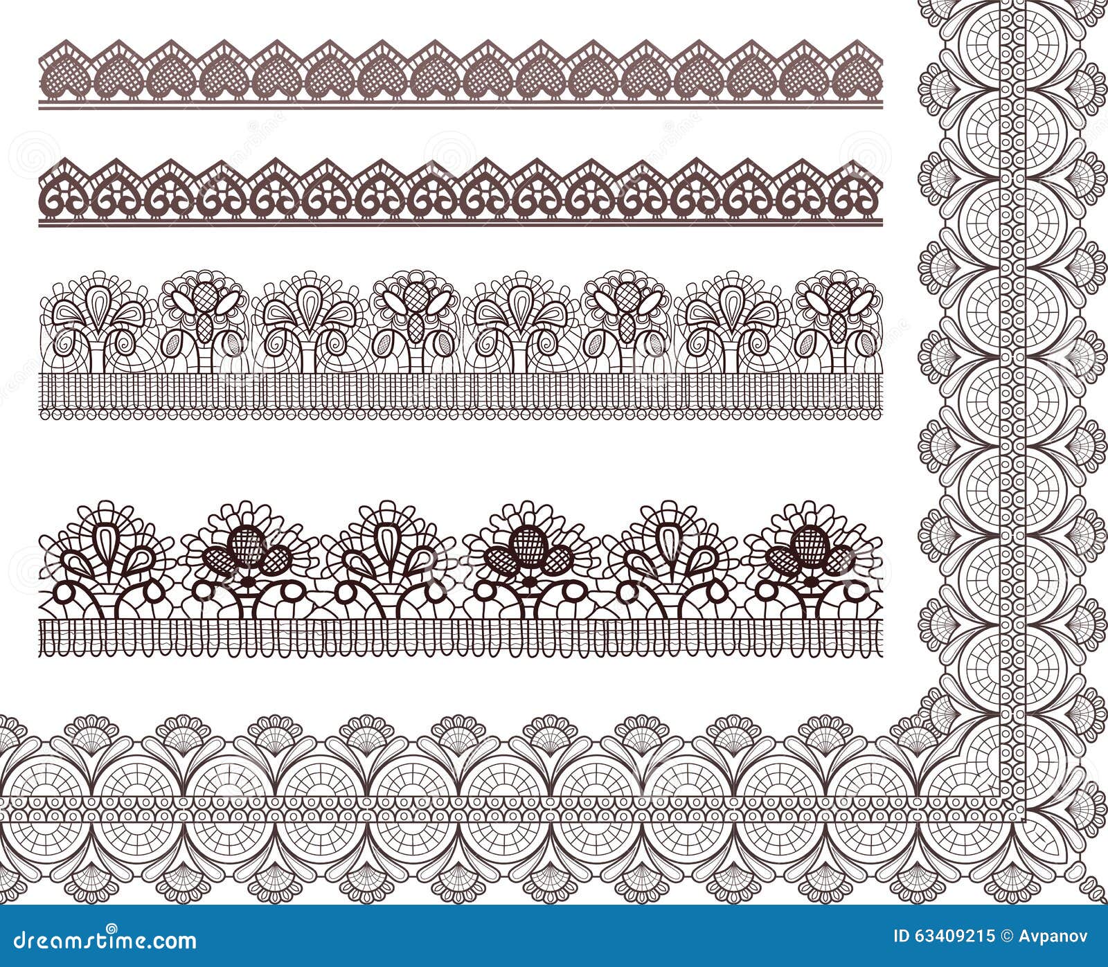 Collection lace pattern stock vector. Illustration of border - 63409215