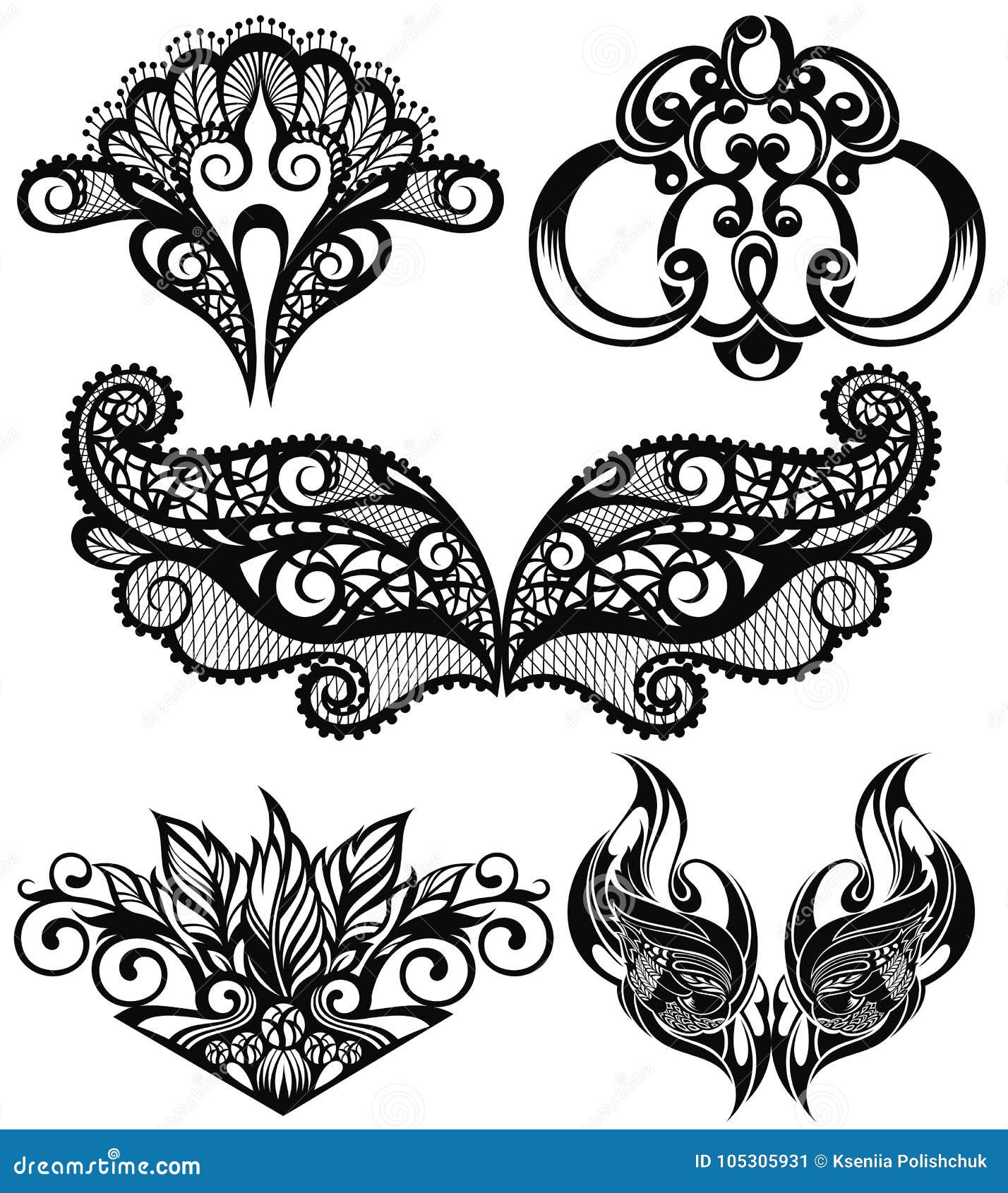 Collection of Lace Patterns Stock Vector - Illustration of vector ...