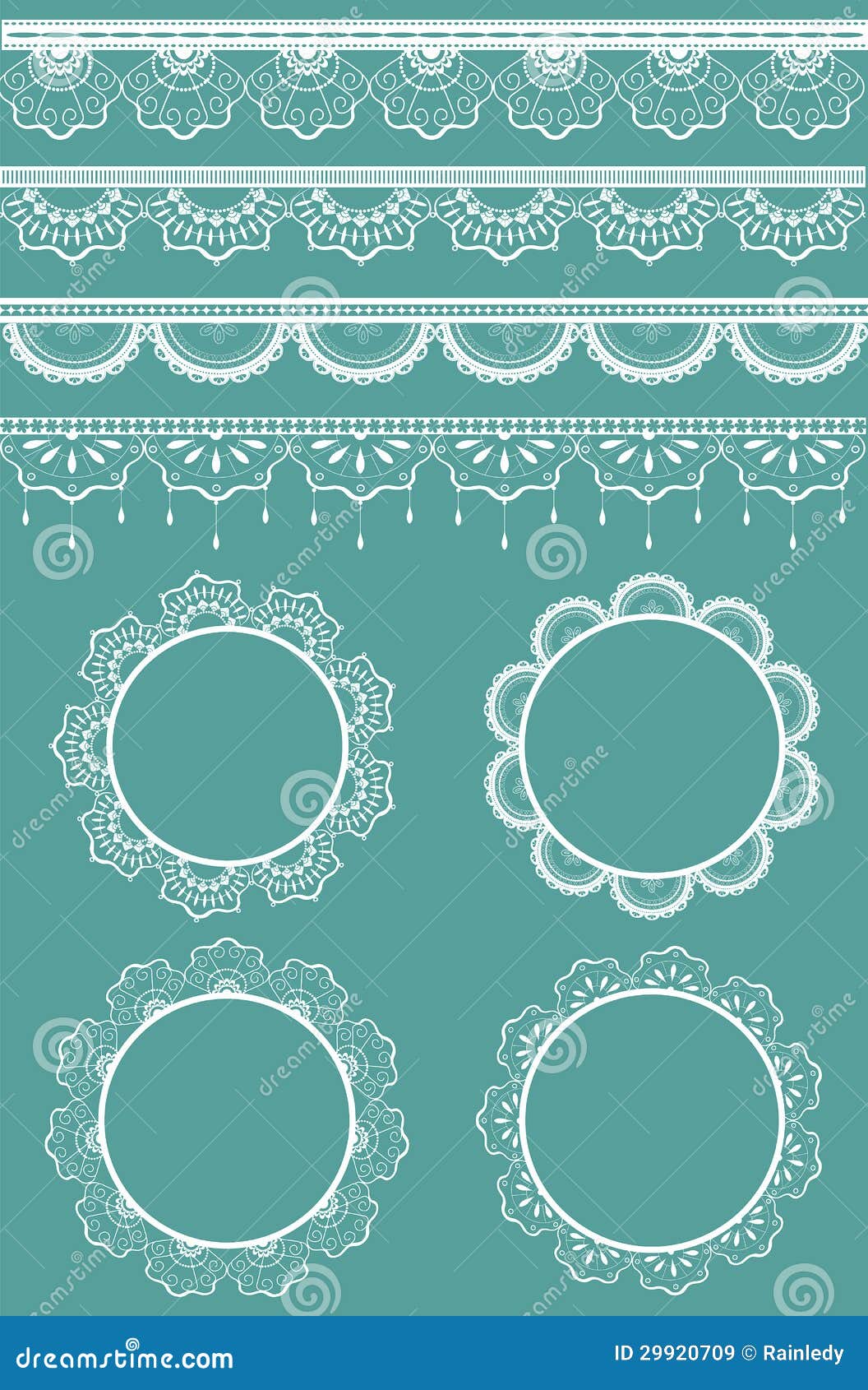 Set Of Vector Lace Ribbons And Frames. | CartoonDealer.com #29920709