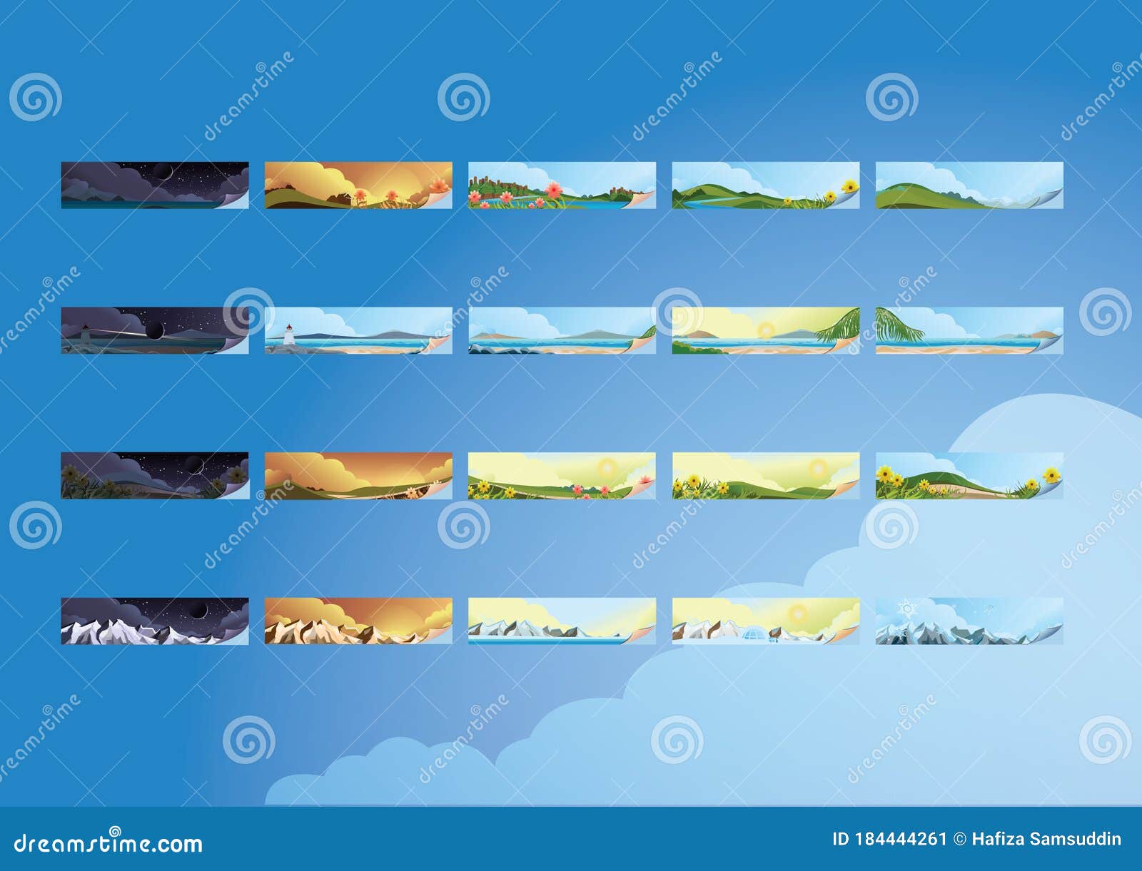 A Collection of Landscape Banners Illustration. Stock Illustration ...