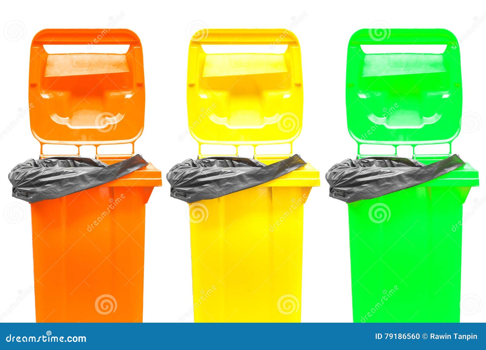 Collection of Large Colorful Trash Cans (garbage Bins) Isolated on ...