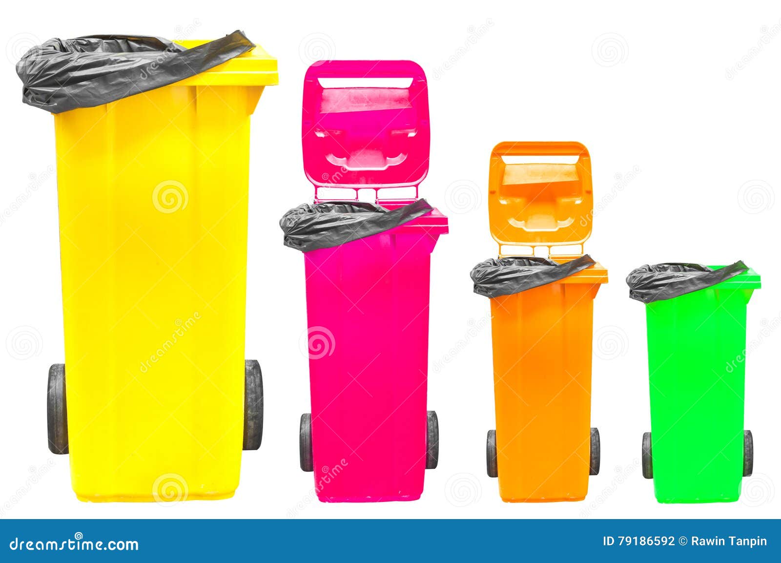 Collection of Large Colorful Trash Cans (garbage Bins) Isolated on ...