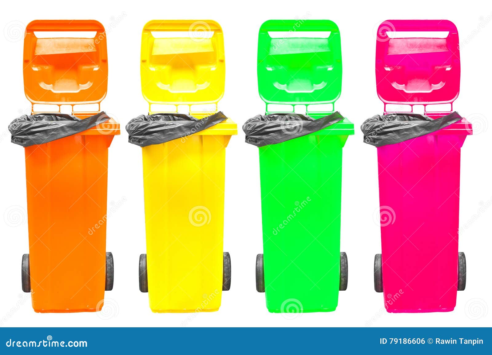 Collection of Large Colorful Trash Cans (garbage Bins) Isolated on ...