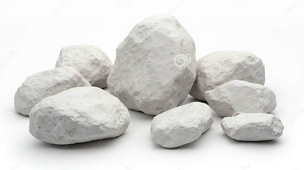 Collection of Large White Rocks in a Realistic 3D Rendering Stock ...