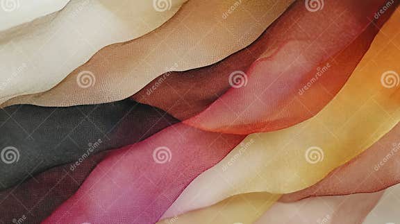A Collection of Layered, Translucent Fabrics in Various Warm Hues Stock ...