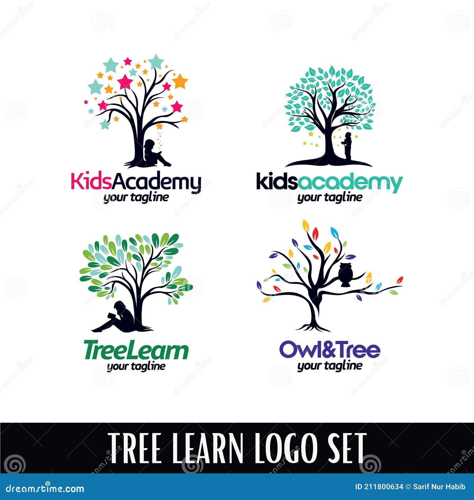 Collection of Leaning Tree Education Logo Design Template Stock Vector ...
