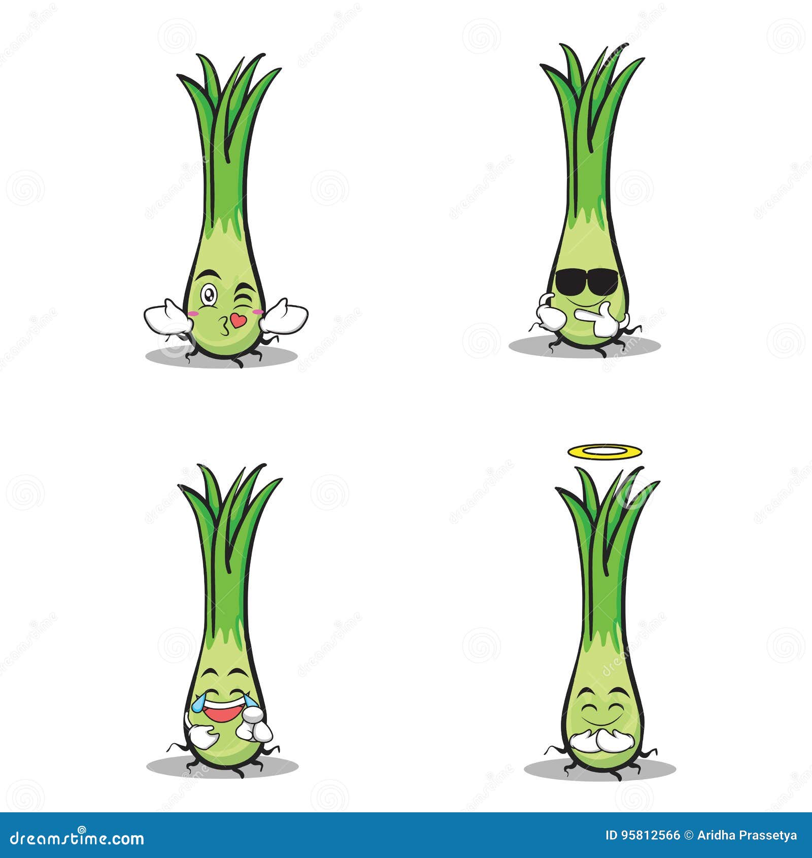Collection of Leek Character Set Stock Vector - Illustration of food ...