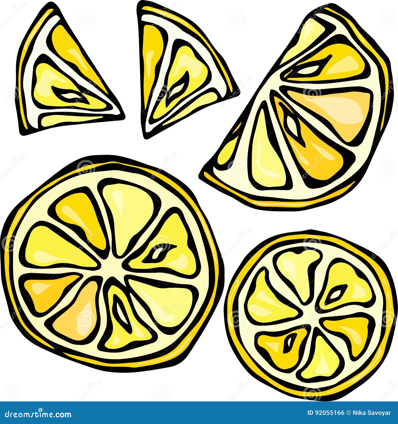 Collection of Lemons, Isolated on White Background, Doodle Style Vector ...