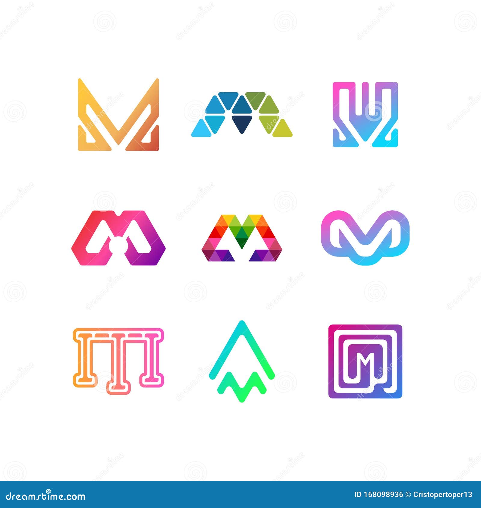 Collection of the Letter Logo M Color Gradient Full Color Stock Vector ...